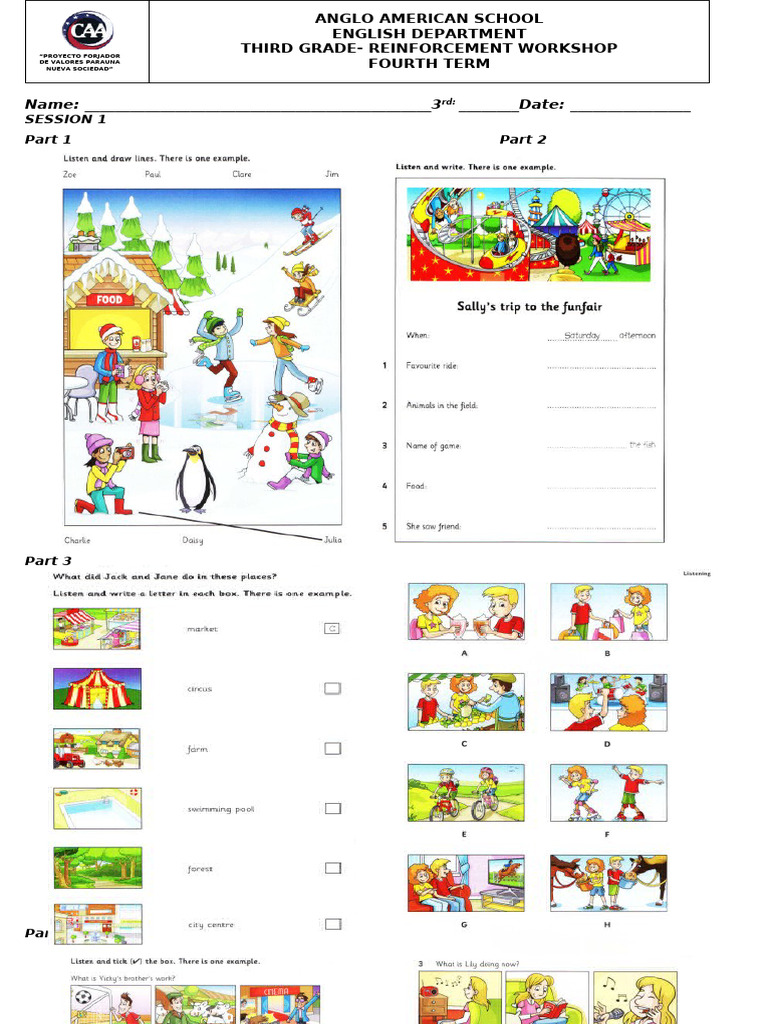 Workshop Estudio Dirigido English 3RD Grade 2022 | PDF