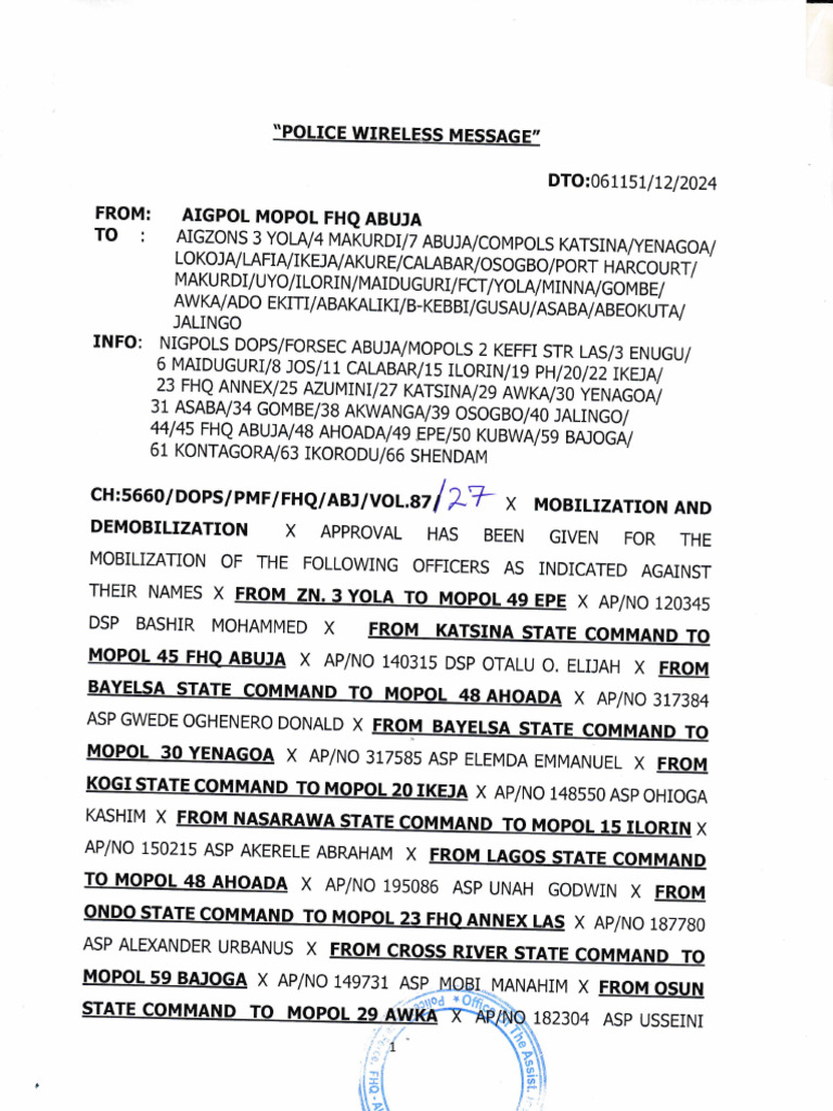 MOBILIZATION AND DEMOB SPOs | PDF