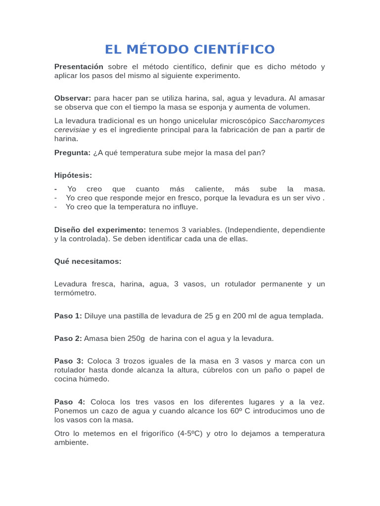 EL MÉTODO CIENTÍFICO | PDF | Panes | Levadura