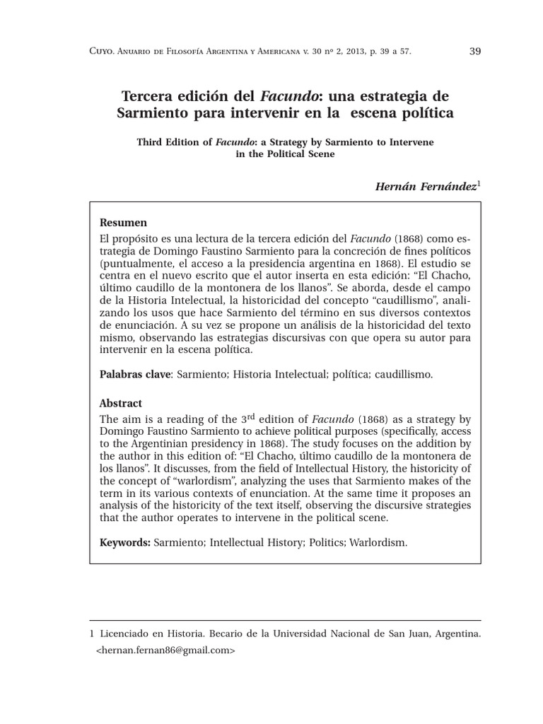 La Tercera Edicion Del Facundo | PDF | Argentina