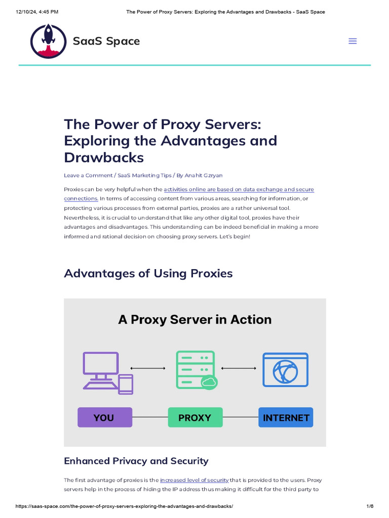 The Power of Proxy Servers - Exploring The Advantages and Drawbacks - SaaS Space | PDF | Proxy ...