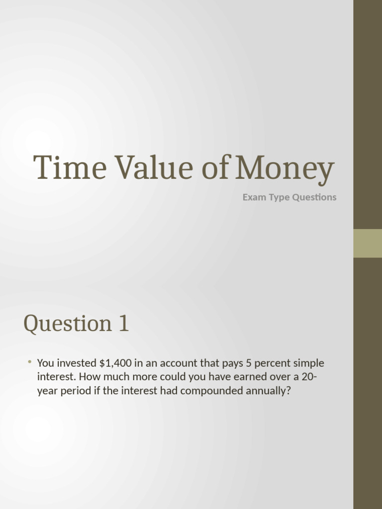 Time Value of Money Exam Type Practice Questions | PDF | Present Value ...