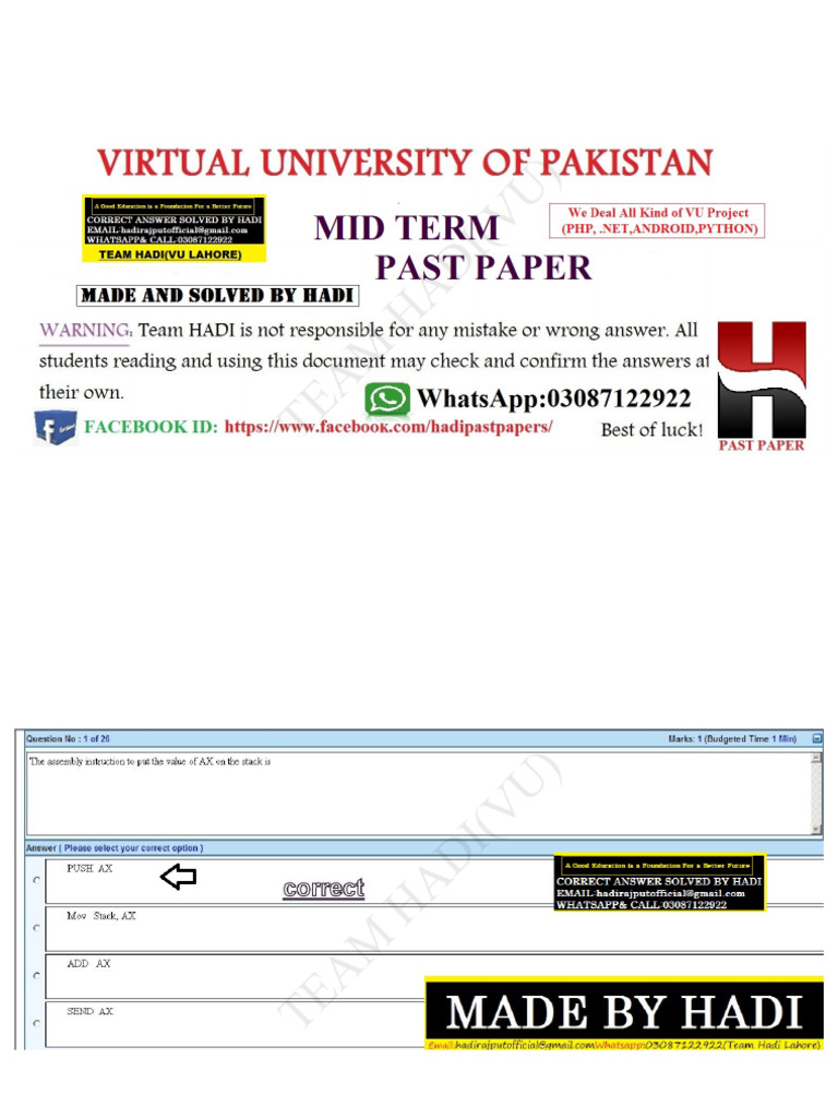 Cs401 Midterm File 3 Solved by Team Hadi (1) | PDF Cs401 Midterm File 3 Solved by Team Hadi (1) | PDF