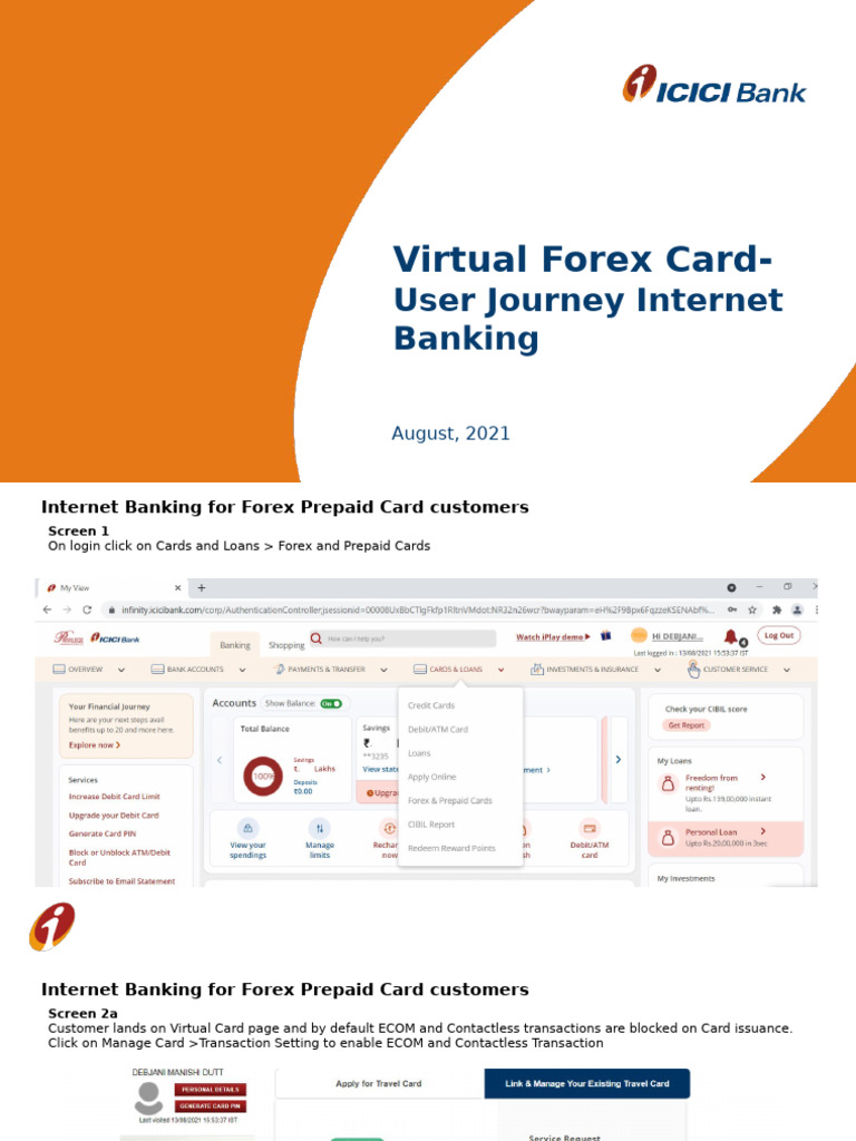 Virtual Forex Card - User Journey Internet Banking | PDF