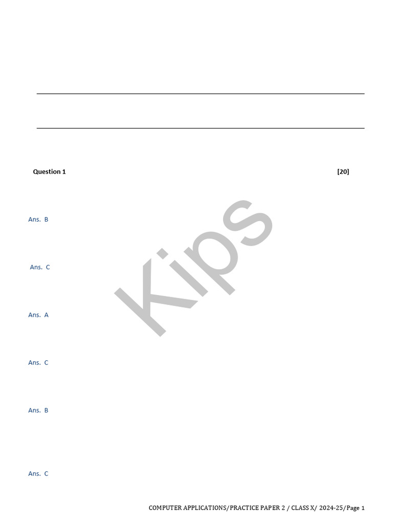 Practice Paper 2 With Answer Key-Ca - Icse 2025 SK | PDF | String ...