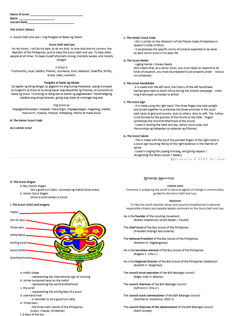 BSP Reviewer 2020 241206111251 487a7a57 | PDF | Scouting | Youth Movements