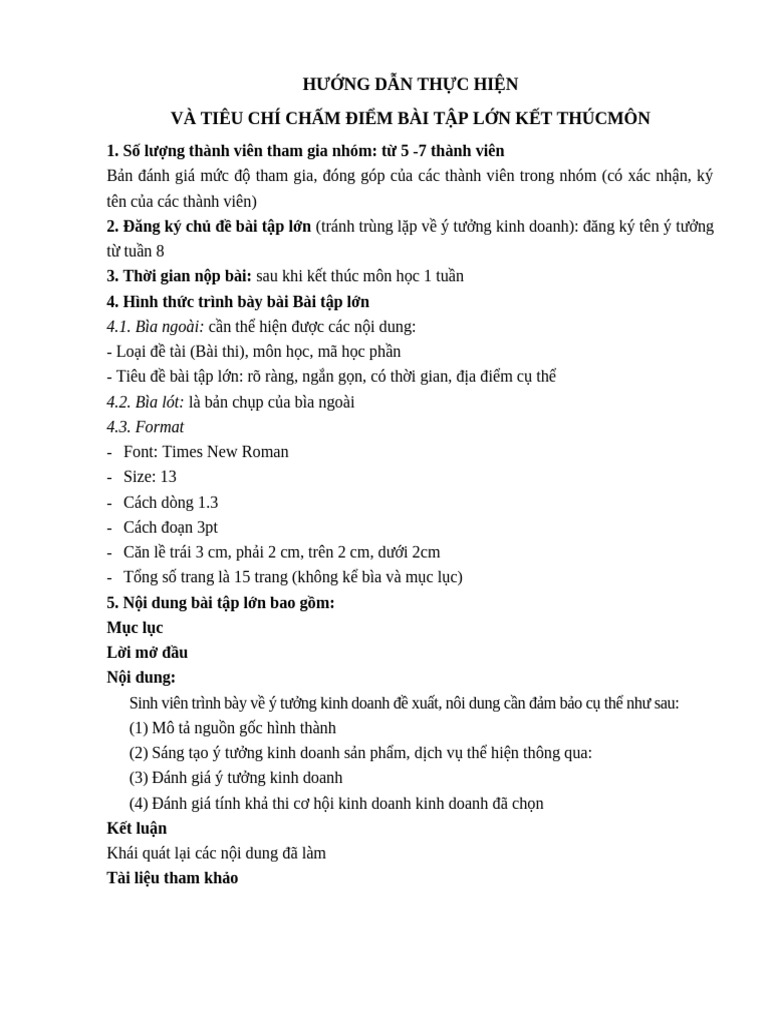 ĐMST KN_HƯỚNG DẪN BTL KẾT THÚC MÔN | PDF