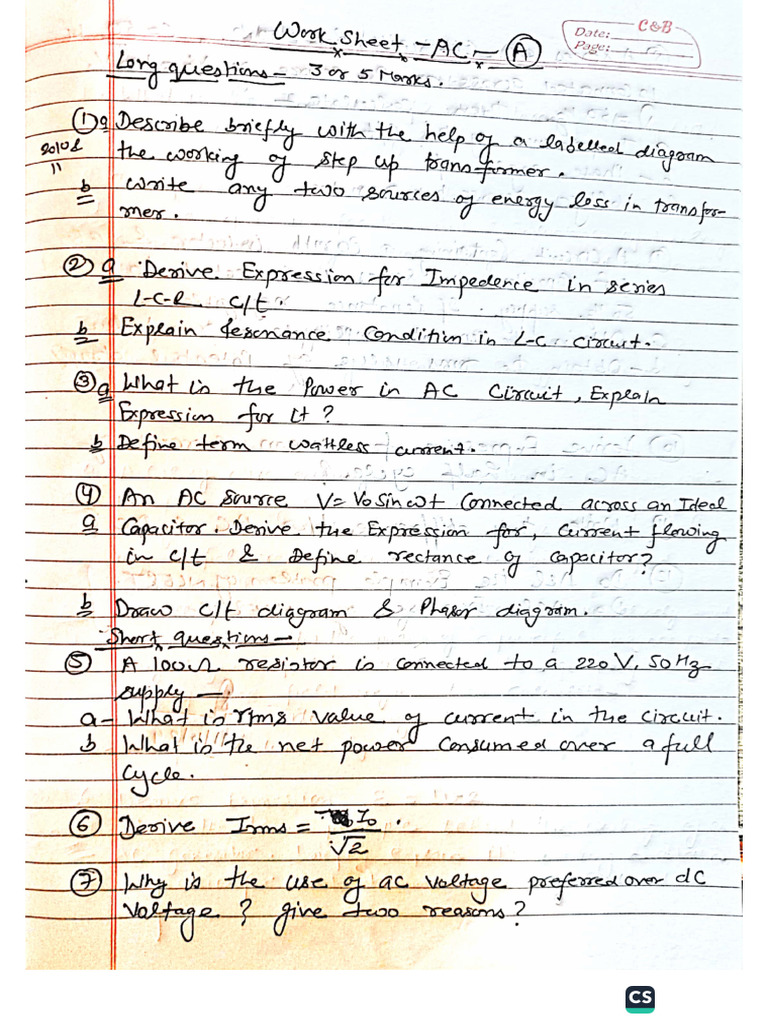 AC Worksheet A | PDF