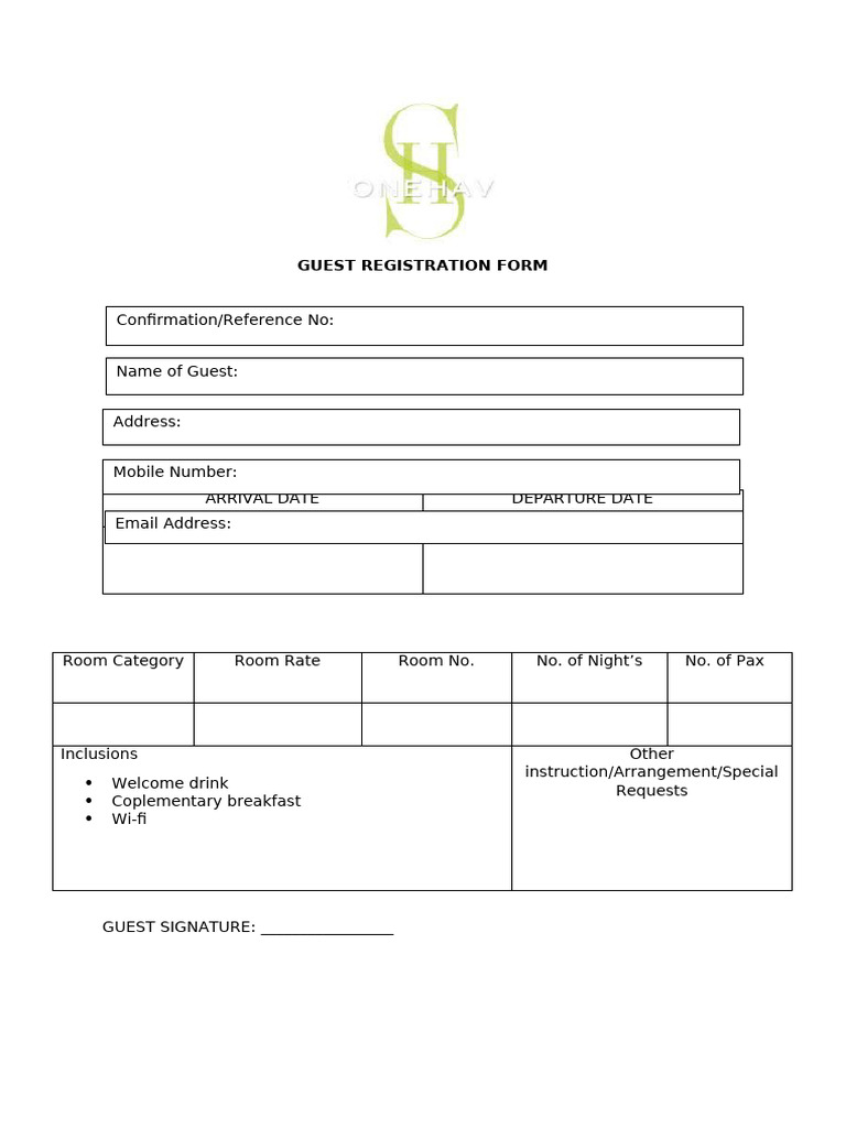 Guest Registration Form | PDF