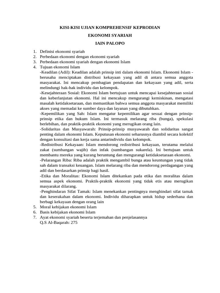Kisi Kisi Ujian Komprehensif | PDF