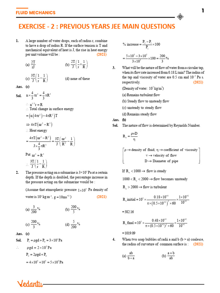 Fluids Mechanics Exercise-2 | PDF | Fluid Dynamics | Pressure