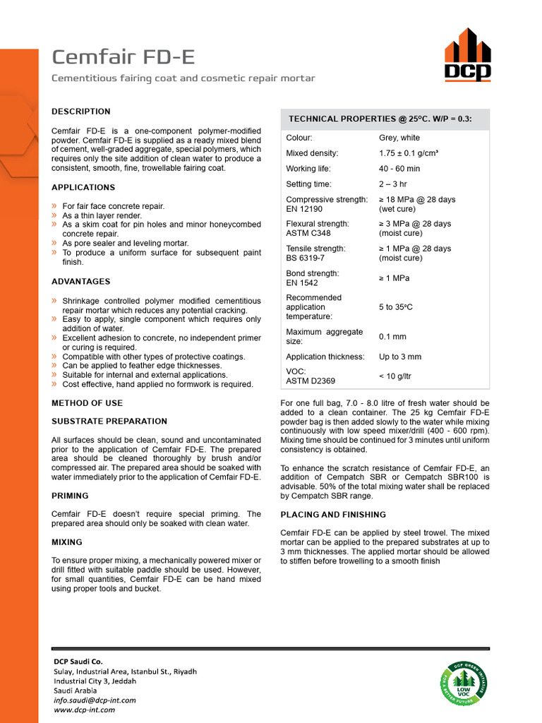 Cemfair FD-E | PDF | Concrete | Cement