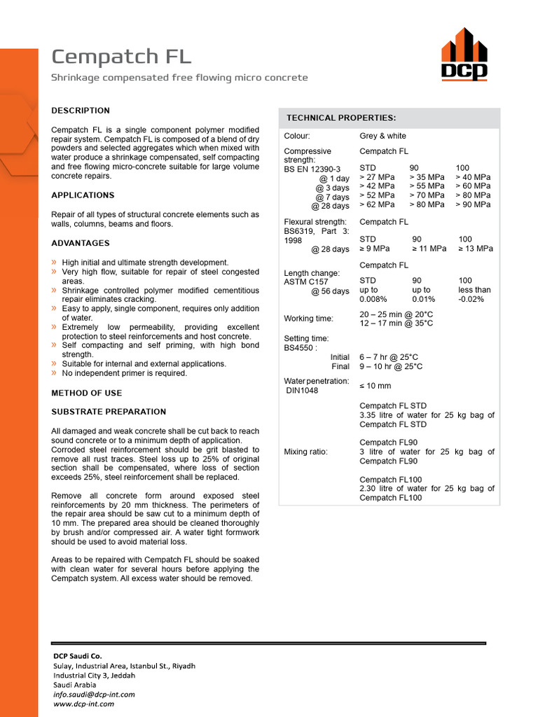Cempatch FL_TDS_4 | PDF | Concrete | Materials