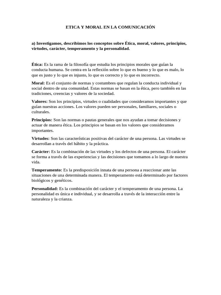 Etica y Moral en la comunicacion | PDF | Moralidad | Virtud