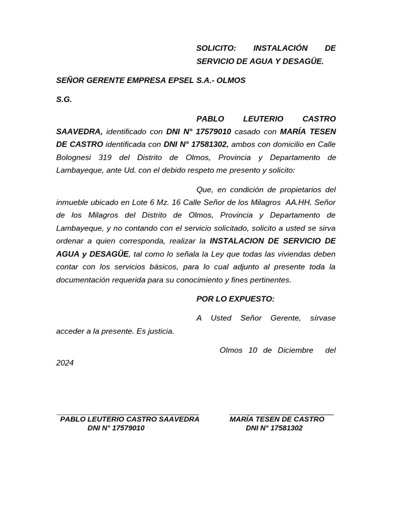 SOLICITO agua maria | PDF