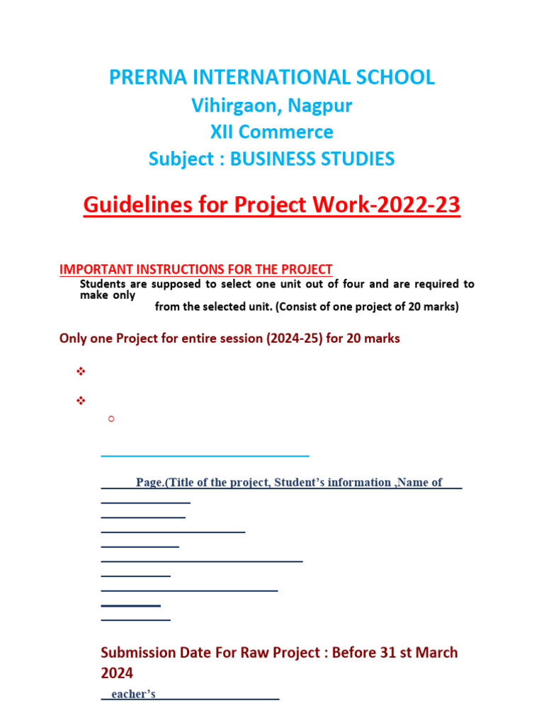 Business Studies Project Guidelines 2024 | PDF | Coca Cola | Stocks