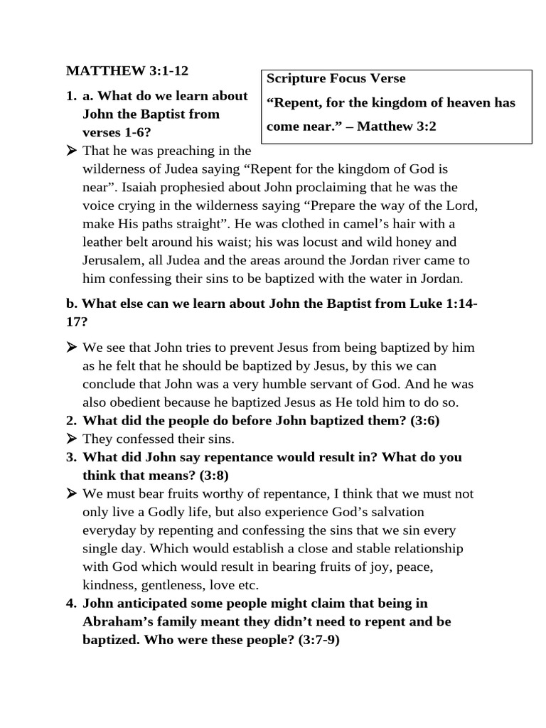 BSF - 3 | PDF | John The Baptist | Baptism