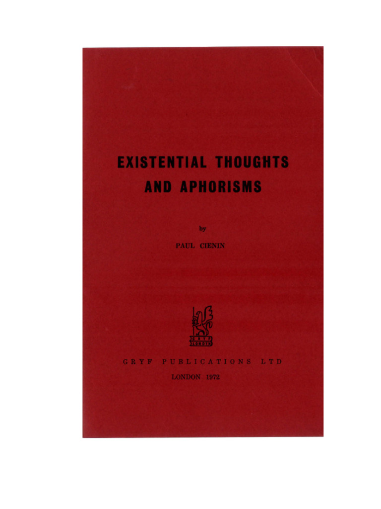 Existential Thoughts and Aphorisms - Paul Cienin - 1972 - Gryf - Anna's ...