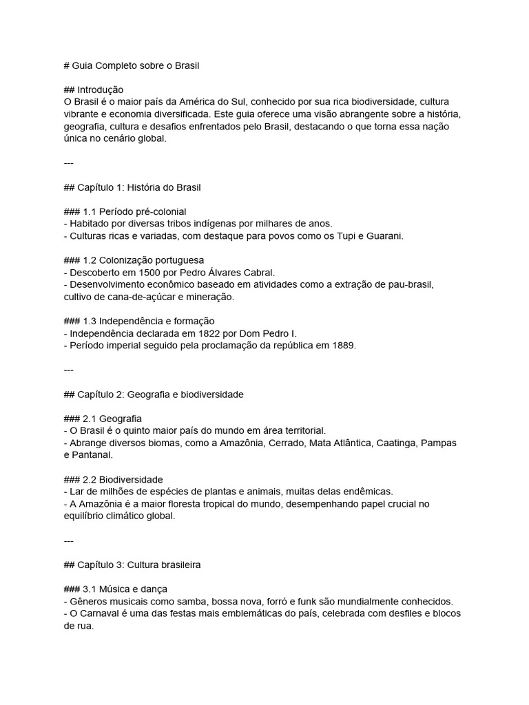 # Guia Completo sobre o Brasil | PDF | Brasil | Floresta Amazônica # Guia Completo sobre o Brasil | PDF | Brasil | Floresta Amazônica