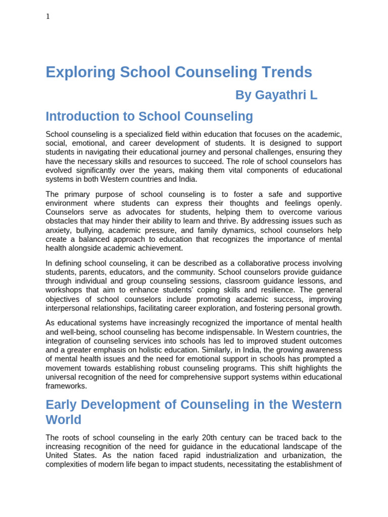 Exploring School Counseling Trends (1) | PDF | School Counselor ...