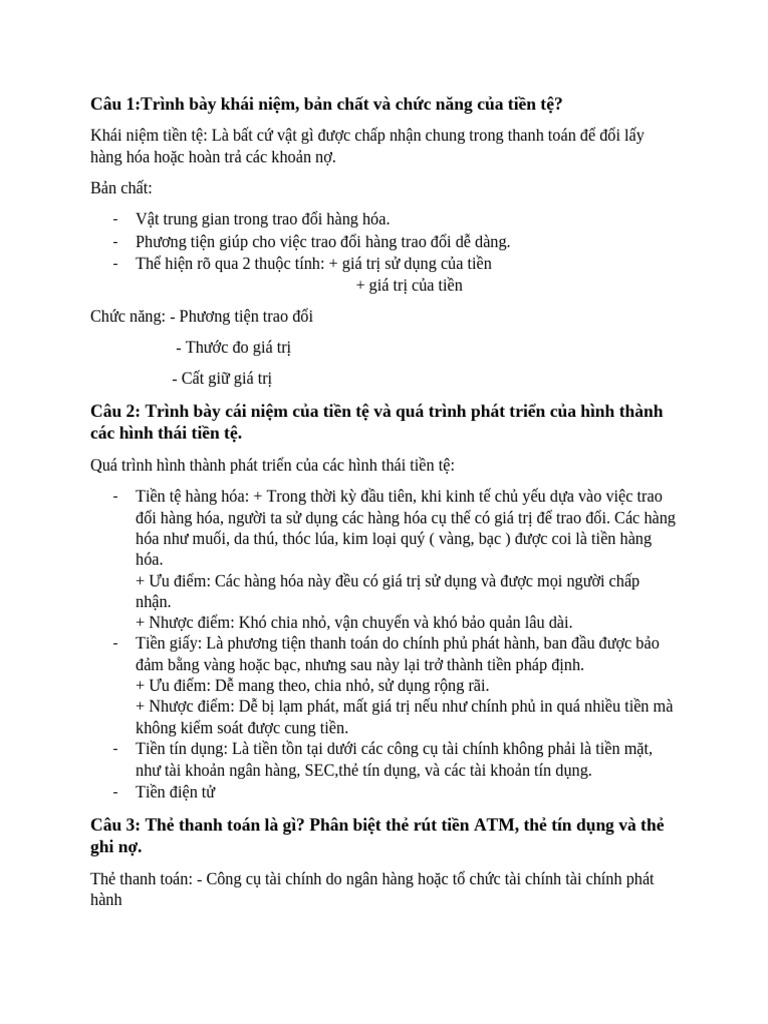 chương 1 câu 1 2 3 6 | PDF