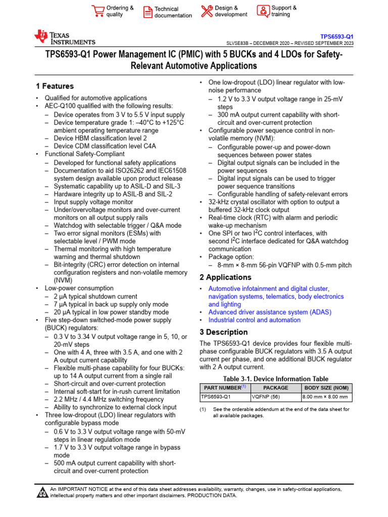 Automotive PMIC for Safety Systems | PDF | Manufactured Goods | Computing