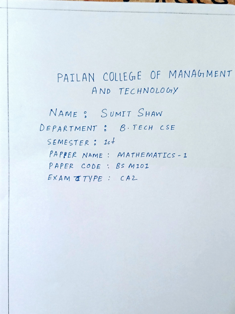 Sumit Shaw (Math Ca2) | PDF