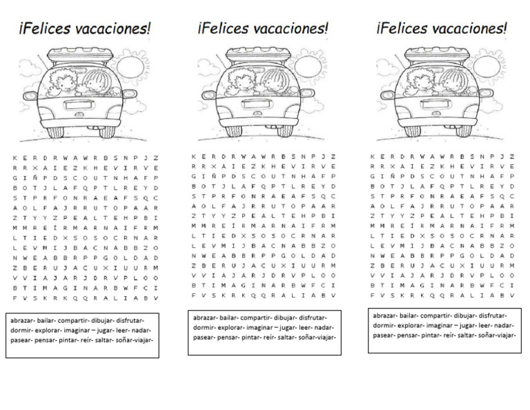 Felices Vacaciones - Sopa de Letras | PDF