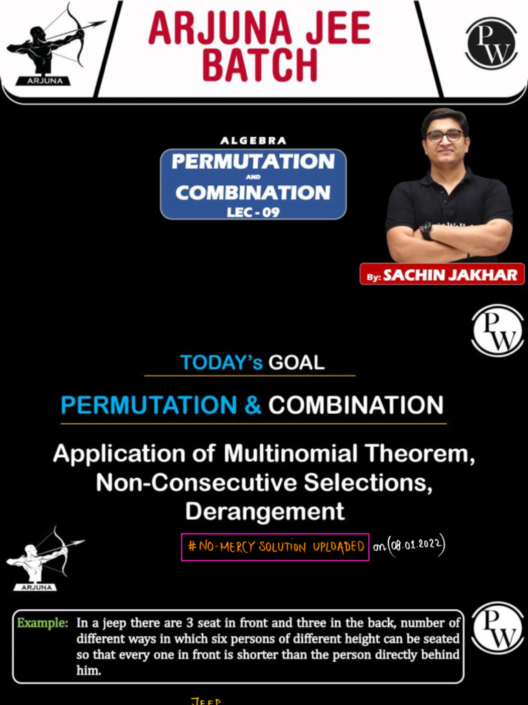 Permutations & Combination 09 - Class Notes | PDF