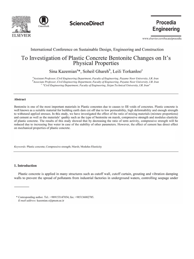 To Investigation of Plastic Concrete Bentonite Cha | PDF | Concrete | Dam