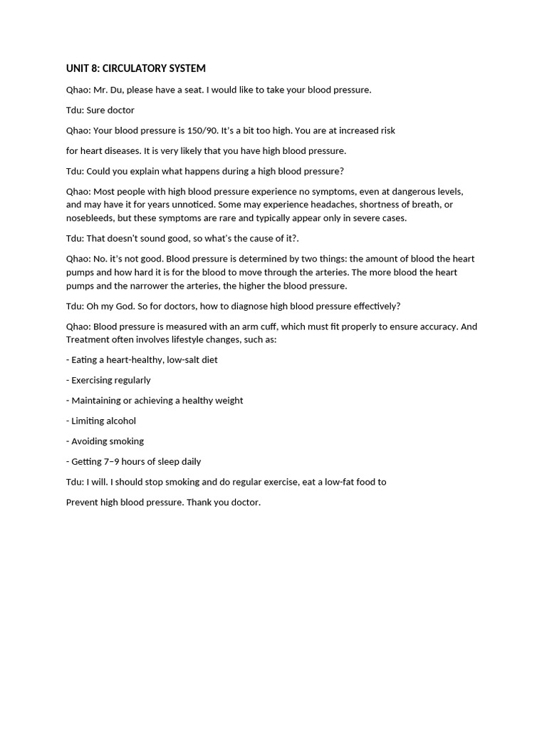 Unit 8 Circulatory System | PDF