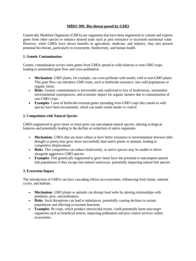Chapter 08 - Bio-Threat Posed by GMO | PDF | Genetically Modified Organism | Agriculture