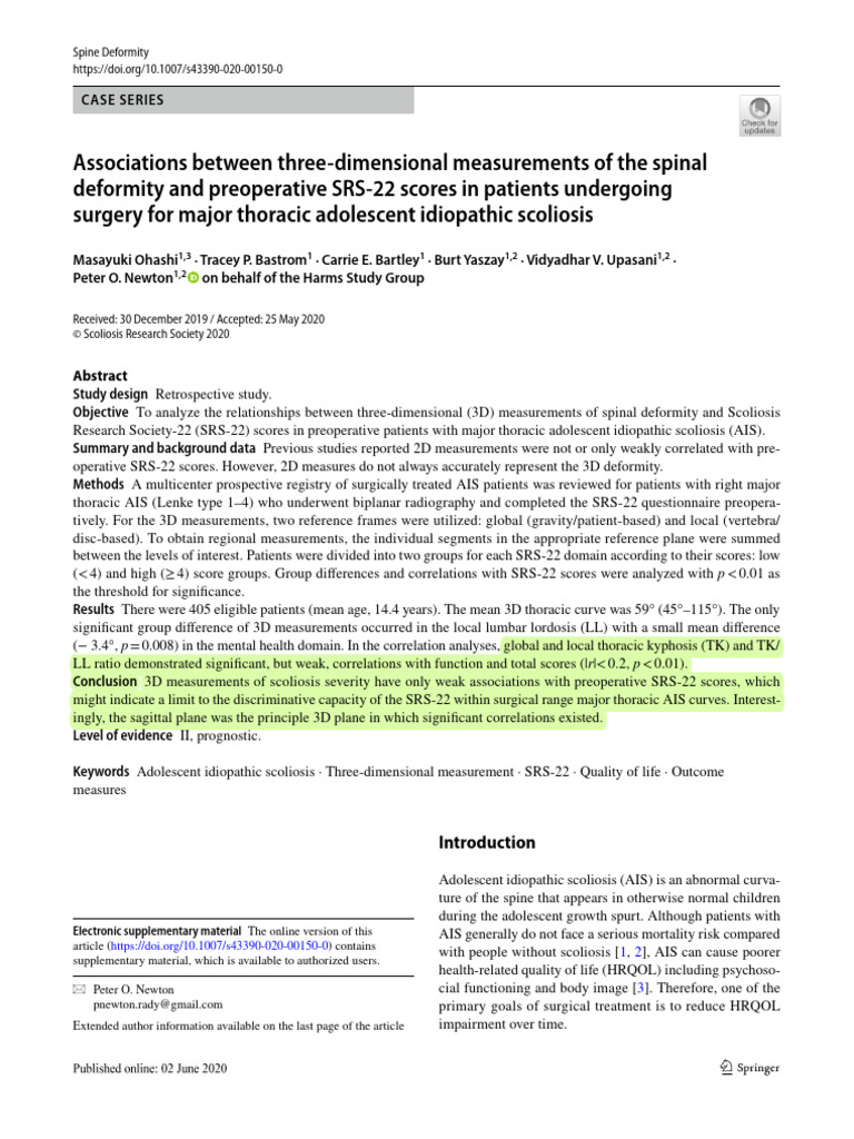 Associations between three-dimensional measurements of the spinal ...