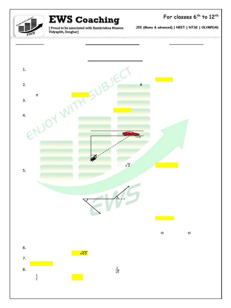 11th Ramp PHYSICS QUIZ - 20 Answerkey 14.09.23 | PDF | Acceleration ...