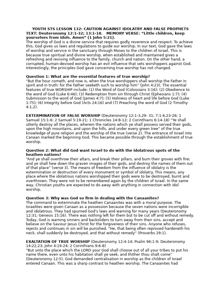 Caution Against Idolatry and False Prophets | PDF | Idolatry | Book Of ...