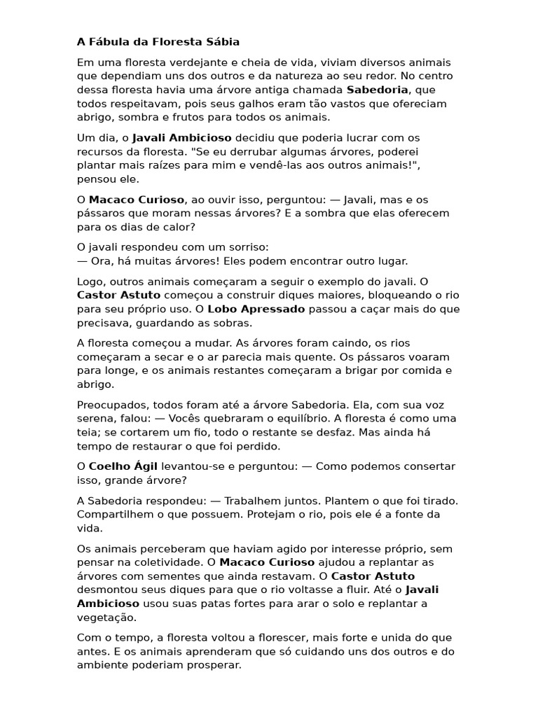 Fábula Da Floresta Sábia Pdf