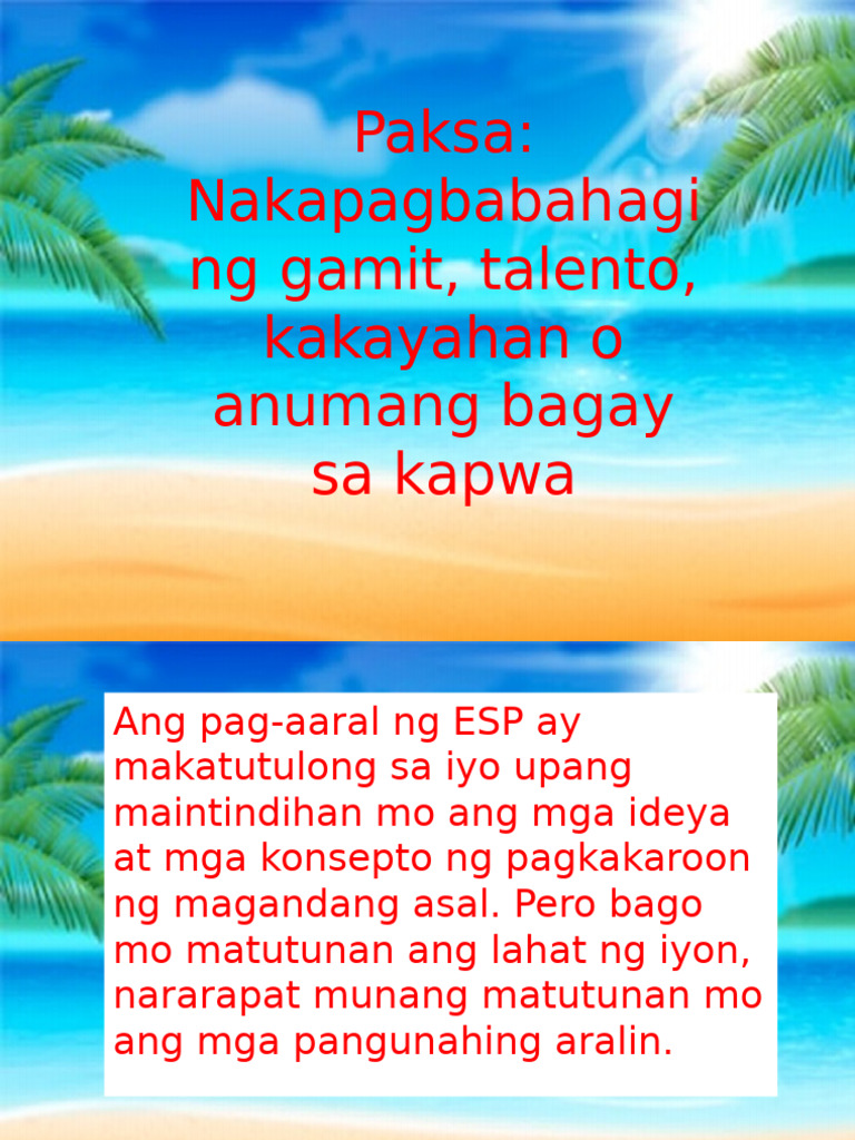 Q2 - ESP - MOD 5 - #Nakapagbabahagi NG Gamit, Talento | PDF