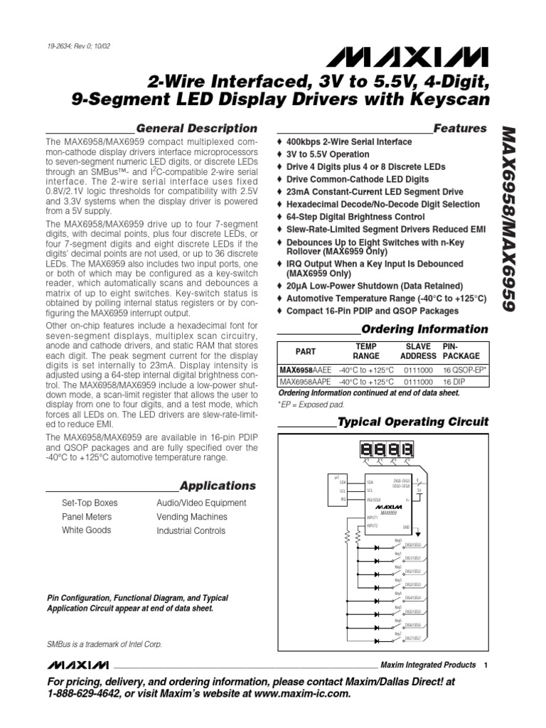 Max 6958 | PDF | Input/Output | Electronics