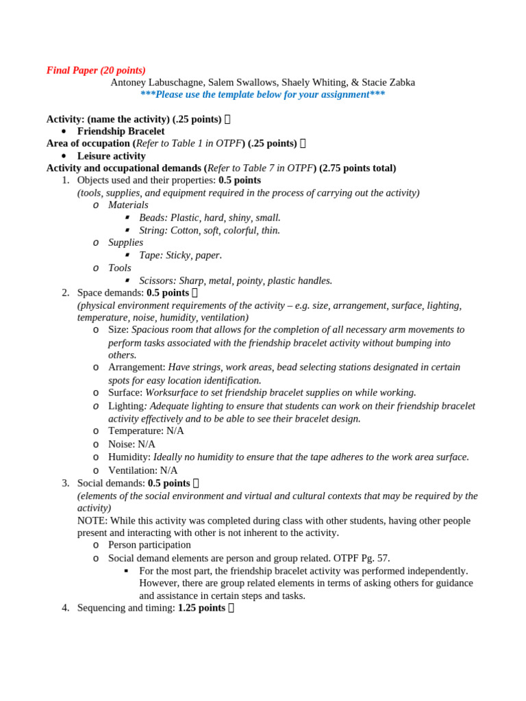 OB LAB Final Paper | PDF | Bracelet