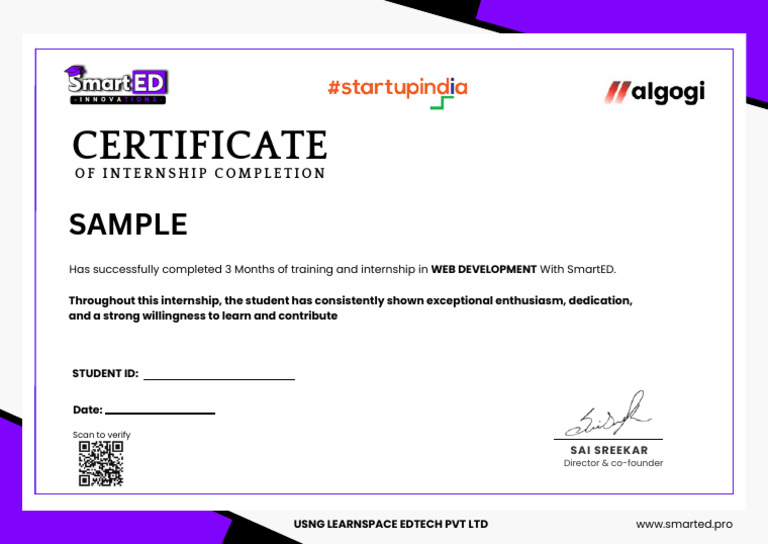 Sample Internship Completion Certificate | PDF