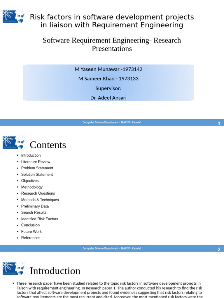Risk Factor Presentation | PDF | Risk | Software Development Process