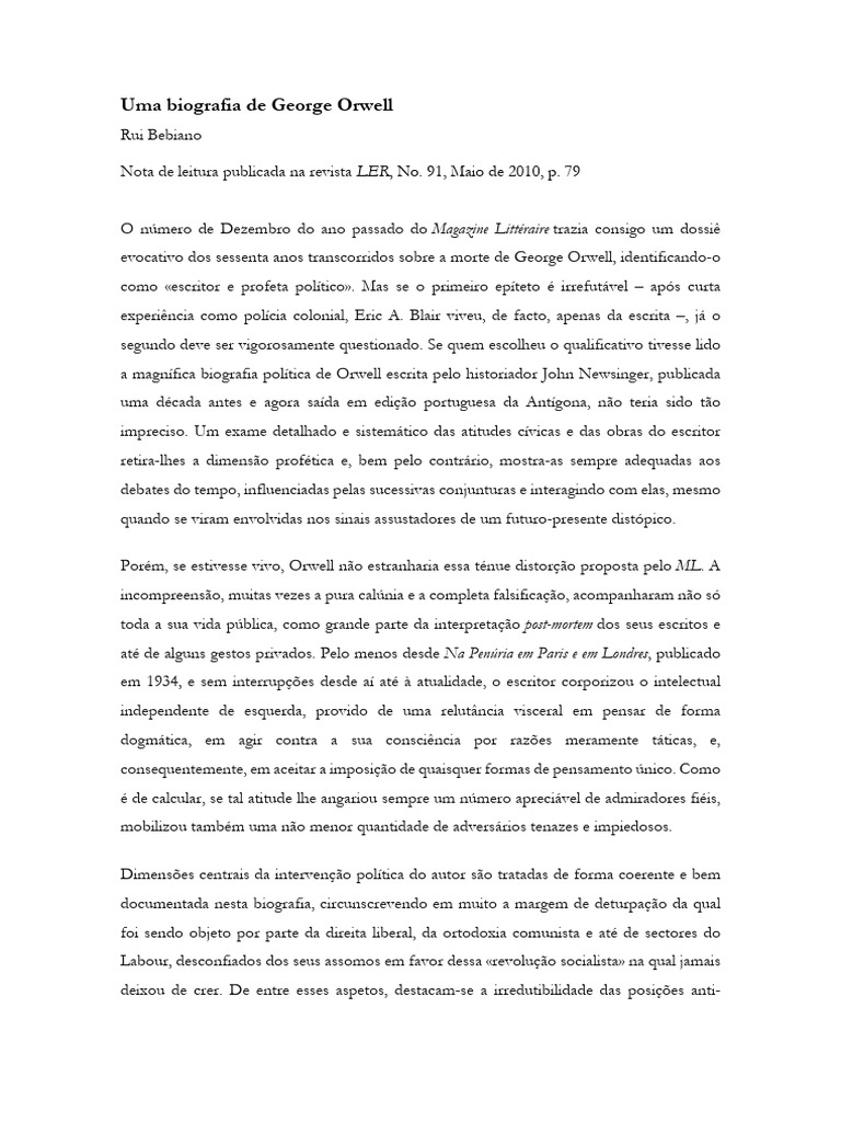 Uma Biografia de George Orwell | PDF | George Orwell | Socialismo