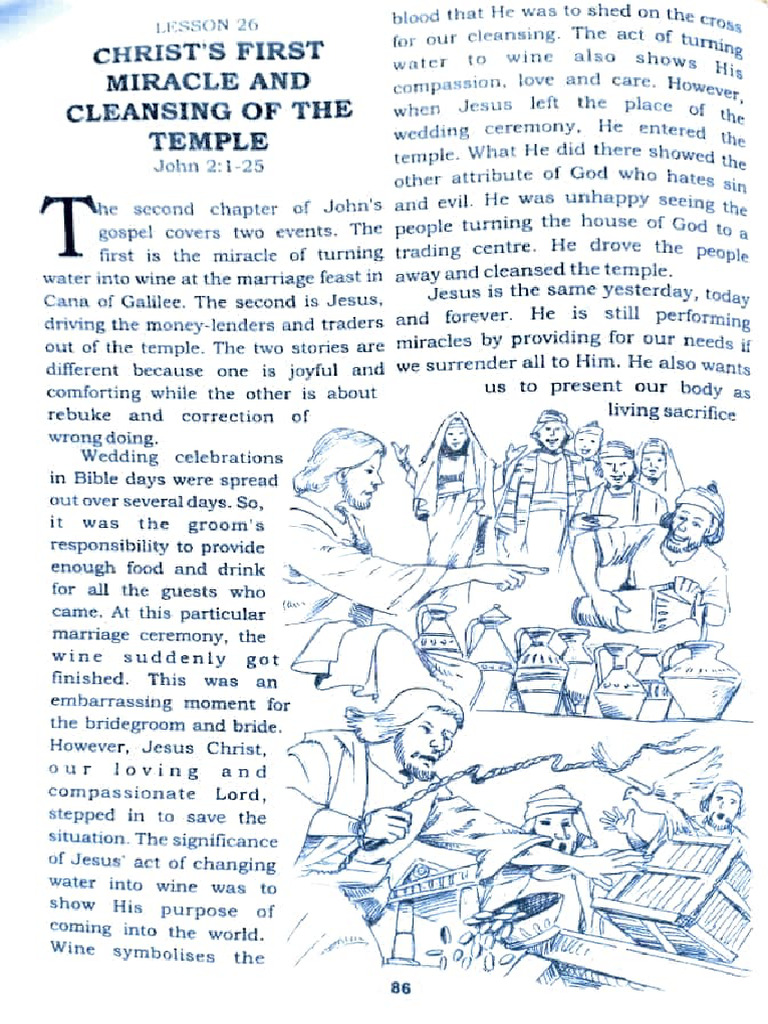 Children Sts Lesson 26-Christ's First Miracle and Cleansing of The Temple | PDF | Jesus | Gospel ...