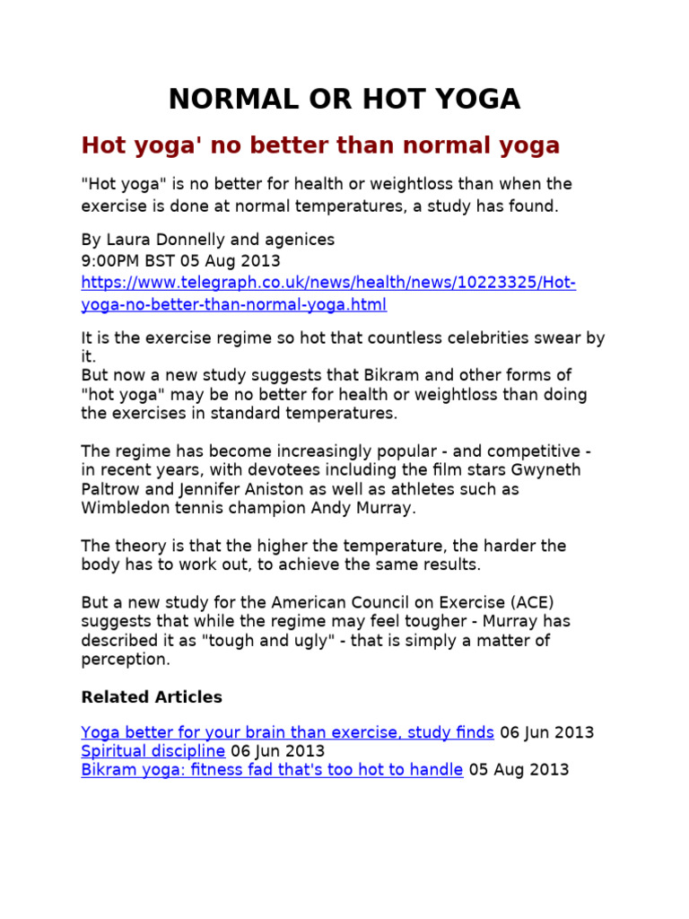 NORMAL OR HOT YOGA | PDF | Meditation | Relaxation (Psychology)