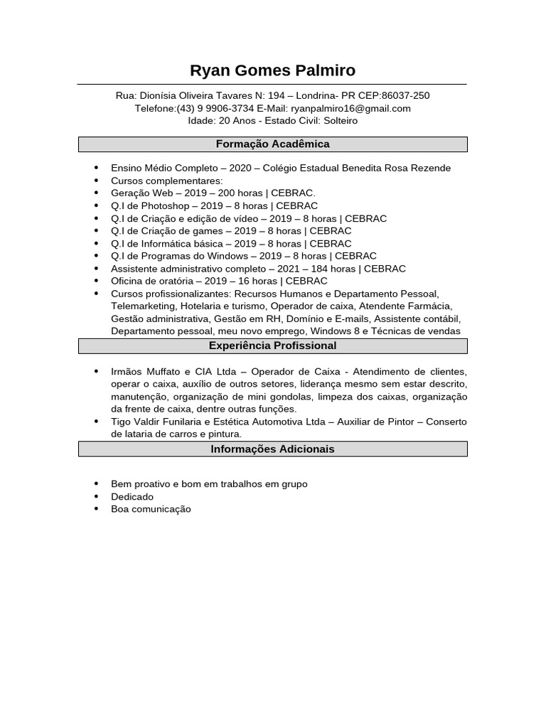 Curriculo Ryan | PDF