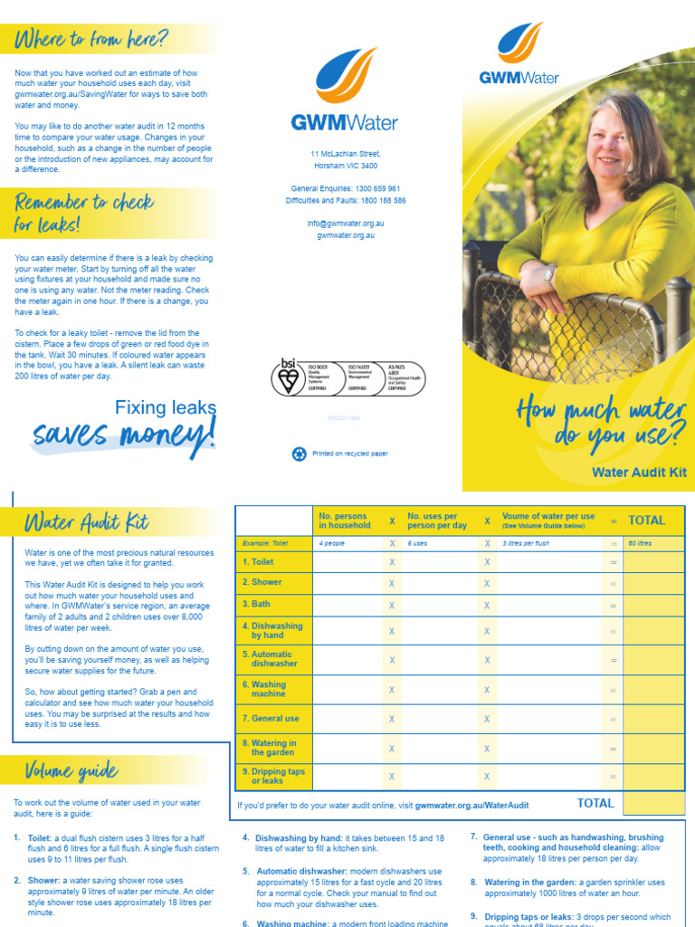 Water Audit Kit - Brochure Web - Compressed | PDF | Dishwasher ...