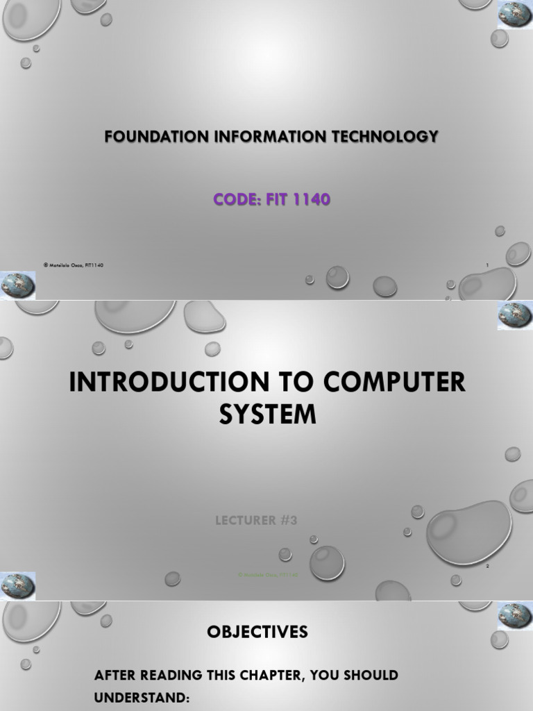 Lecture 3 - Introduction To Computer System | PDF | Computer Hardware | Input/Output
