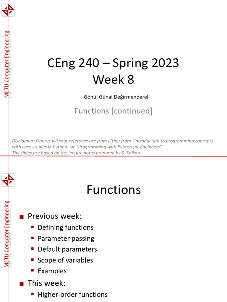 CENG240-2023__Week8__Functions (contd)-2 | PDF | Parameter (Computer Programming) | Function ...