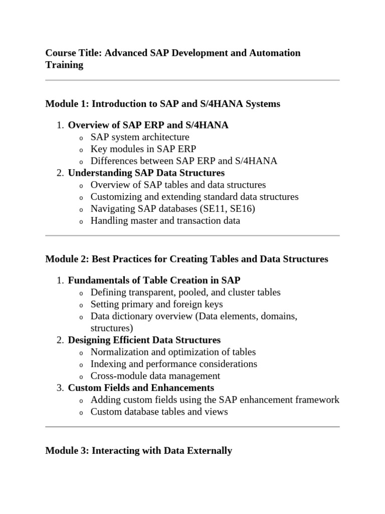 SAP HANA Training Course Contents | PDF | Databases | Mobile App