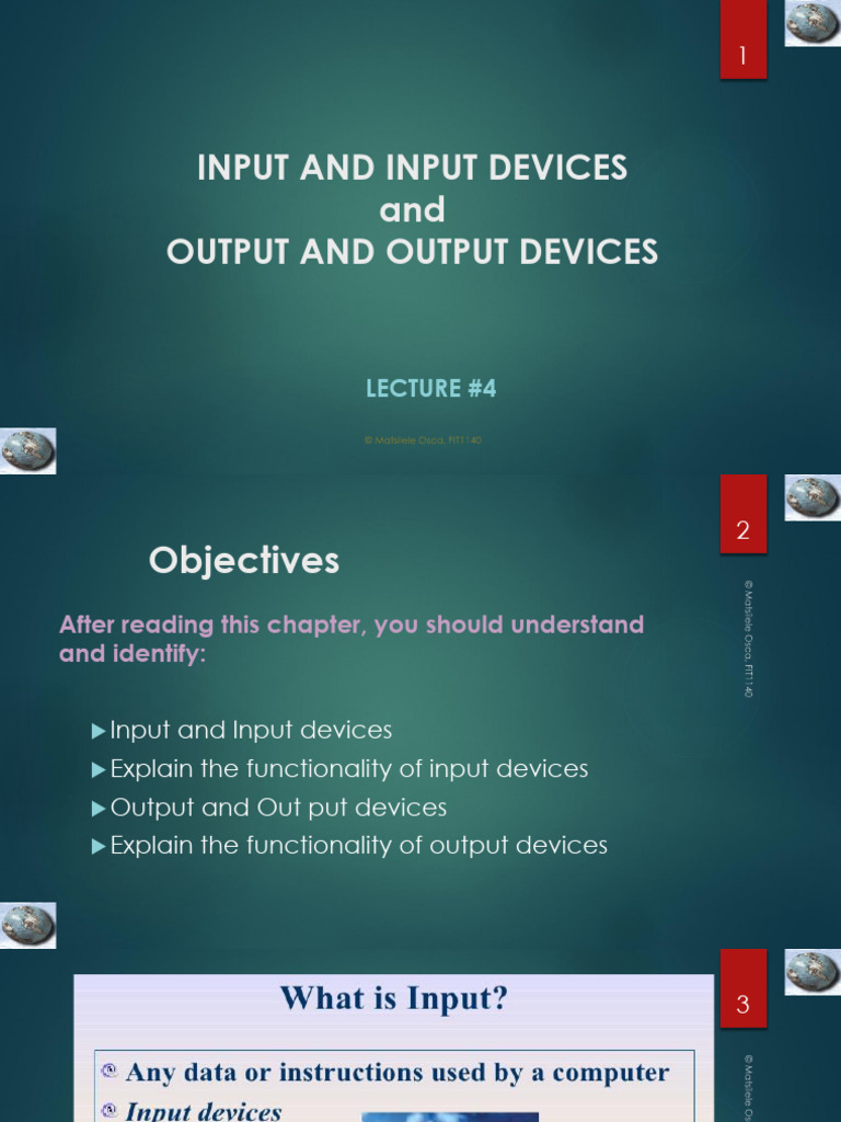 Lecture 4 - Input & Output Devices | PDF